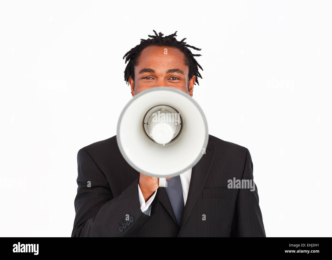 Business announcement through megaphone Stock Photo - Alamy
