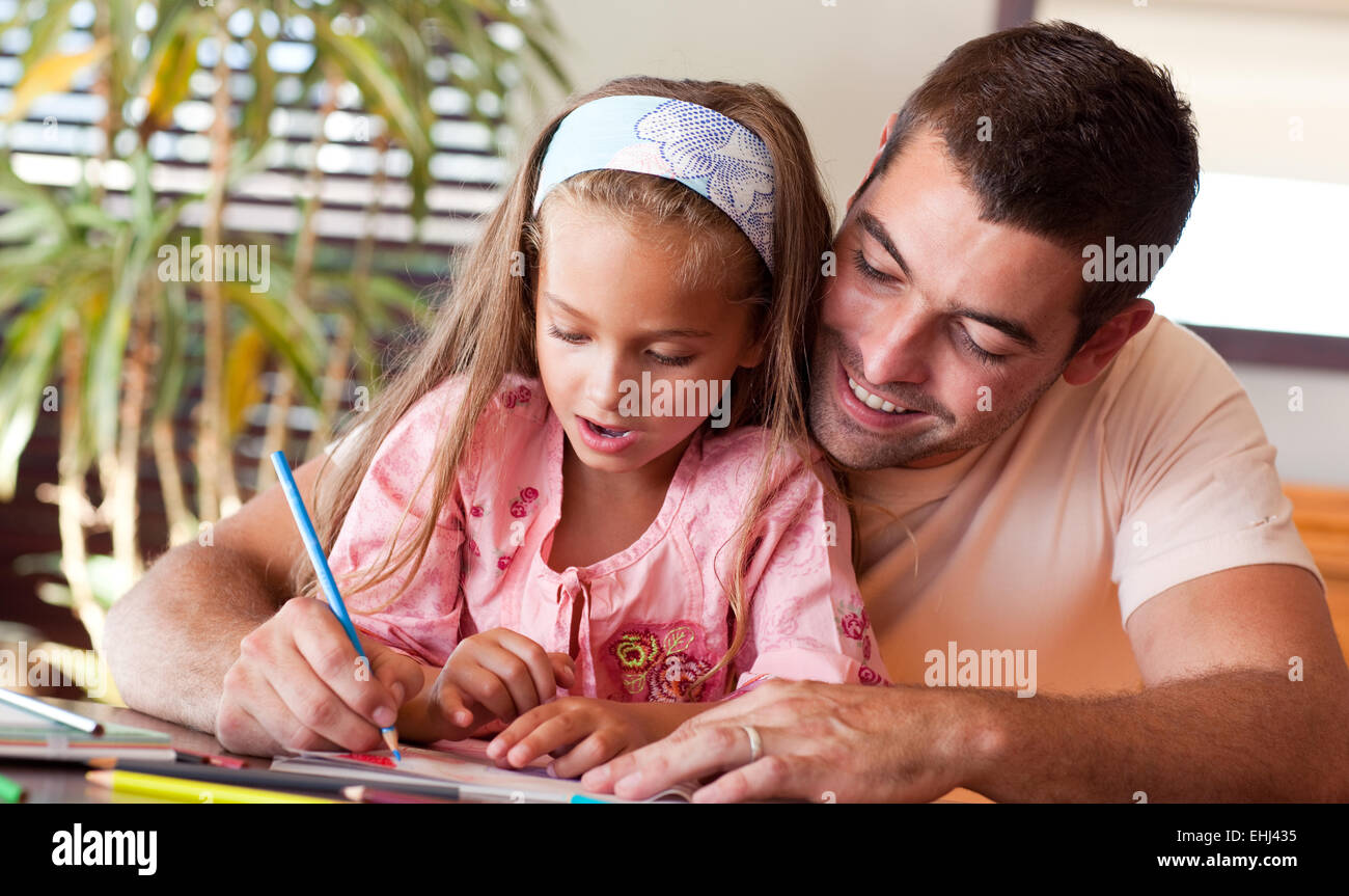 Amazed little girl drawing Stock Photo - Alamy