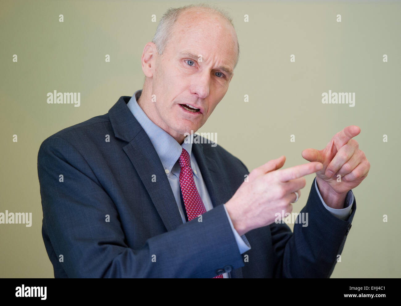 US immunotherapist Carl H. June in front of representatives from the ...