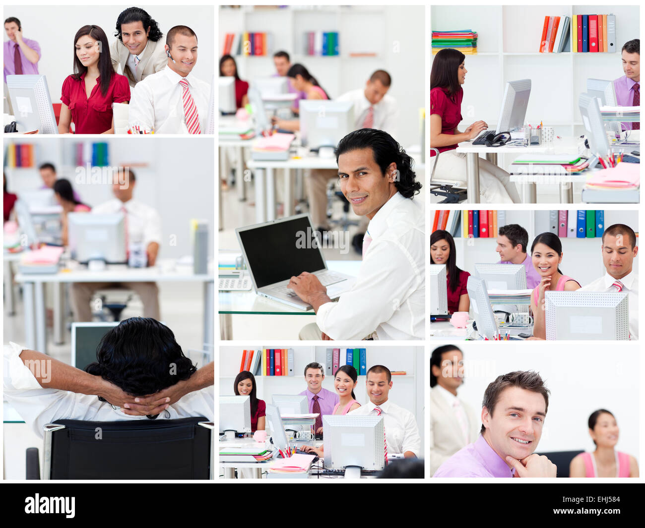 Collage of business people at work Stock Photo - Alamy