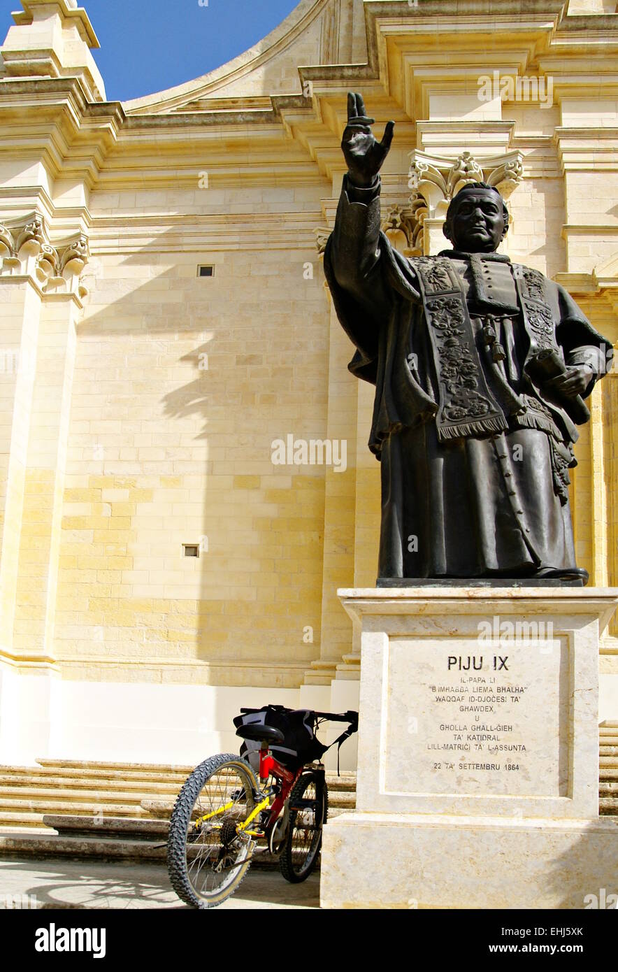 Bronze Statue of Pope Pius IX outside the Cathedral in the Citadella ...