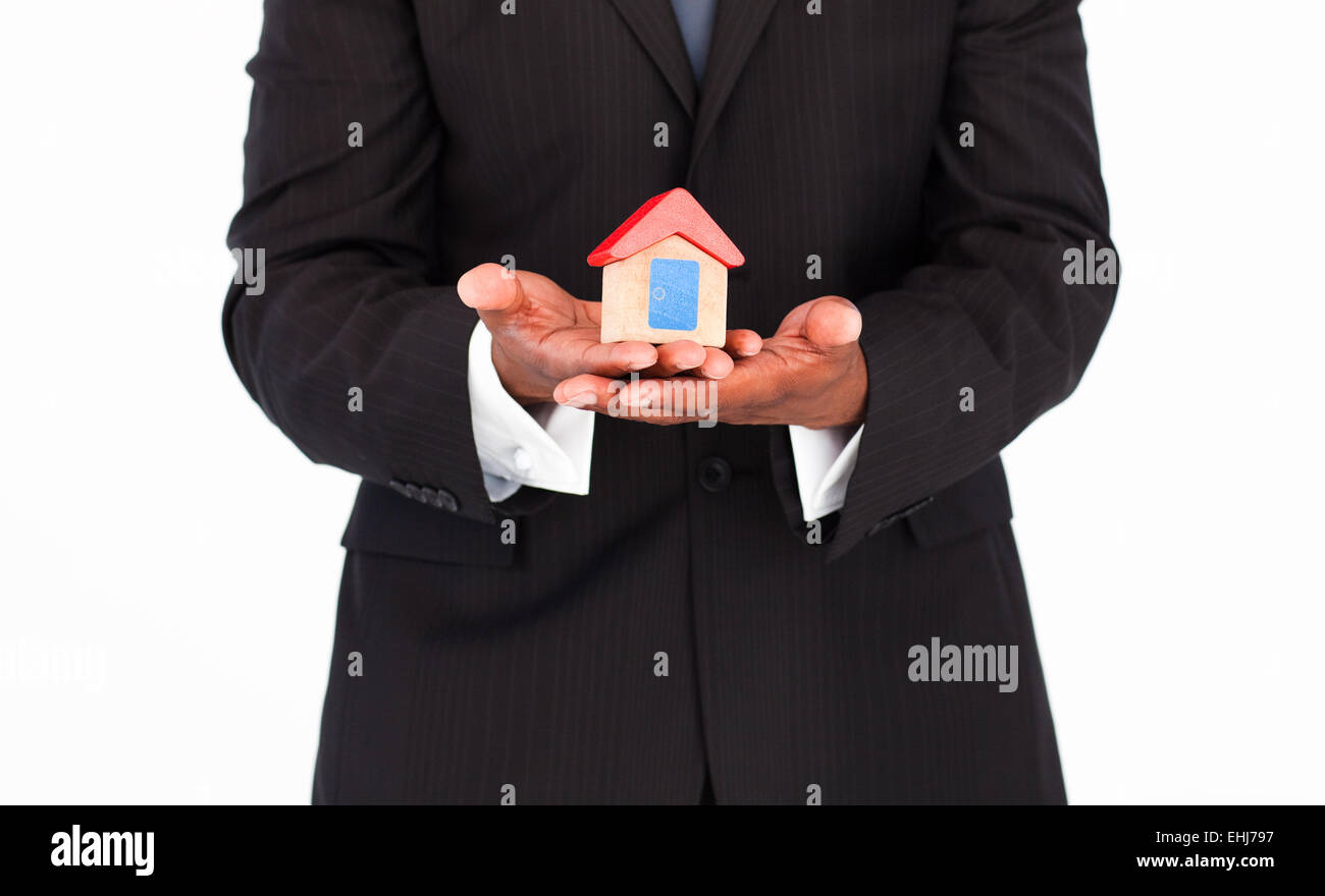 Businessman offering house Stock Photo - Alamy