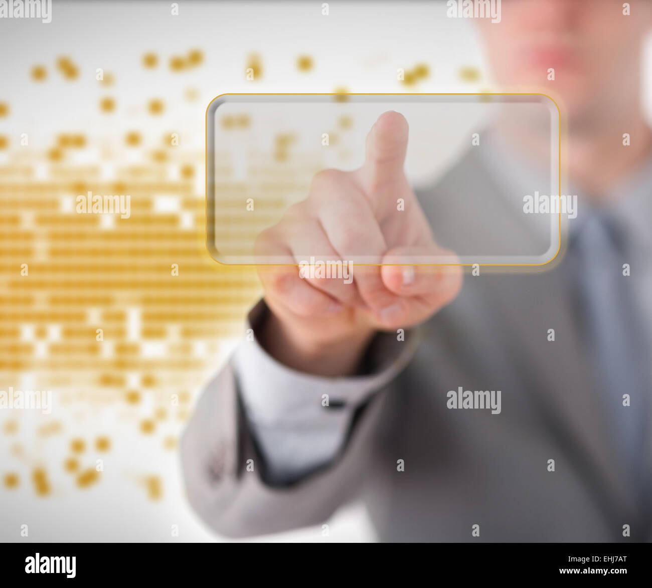 Man touching on button Stock Photo - Alamy