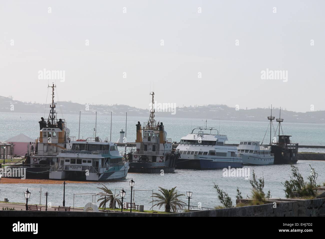Moored Ferries, The Royal Naval Dockyard, Bermuda Stock Photo - Alamy