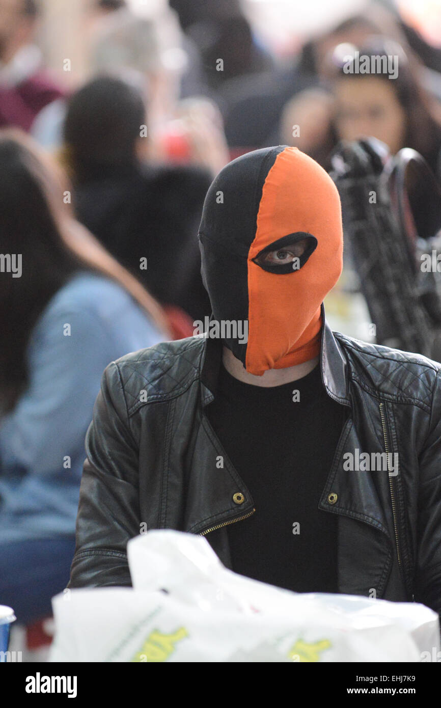 Excel, London UK. 14th March 2015. Cosplay is on display the London ...