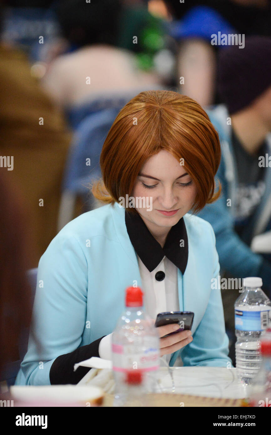 Excel, London UK. 14th March 2015. Cosplay is on display the London ...