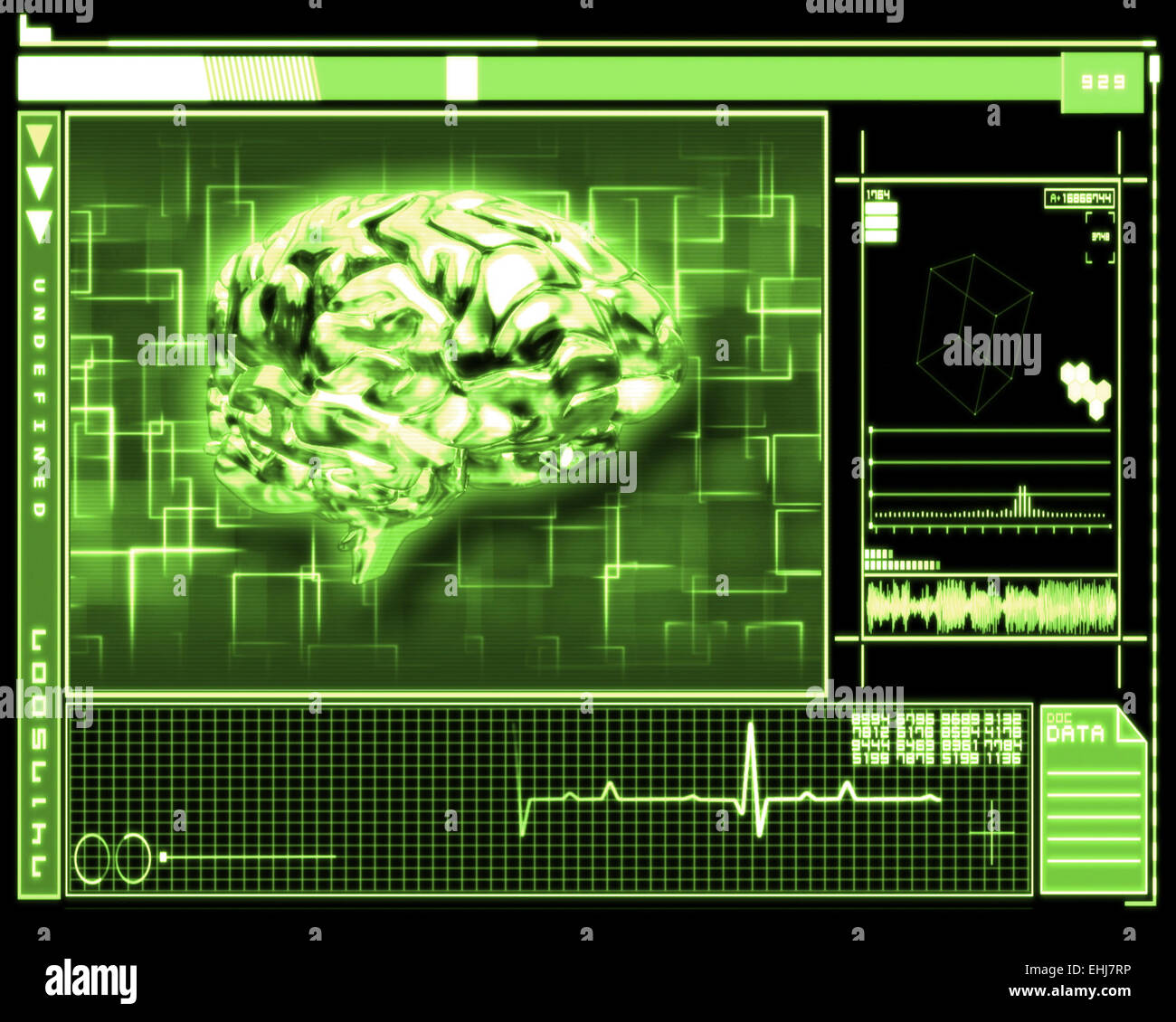 Green brain interface technology Stock Photo - Alamy