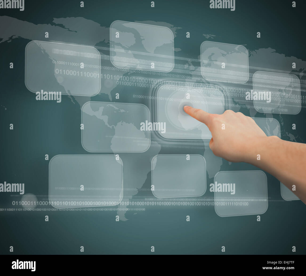 Finger touching one digital button Stock Photo - Alamy