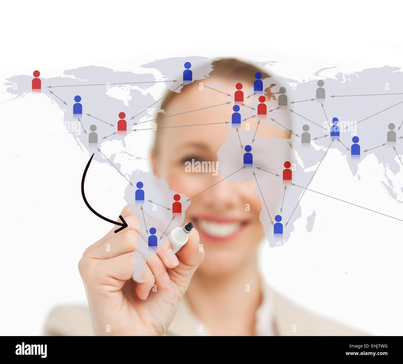 Presentation woman map of world hi-res stock photography and images - Alamy