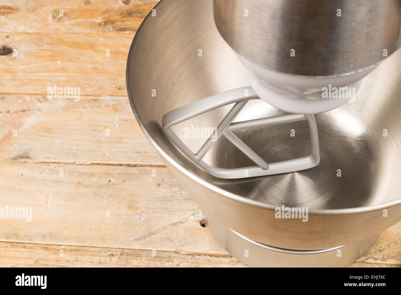 Food processor with beater tool, on a rustic kitchen table Stock Photo ...