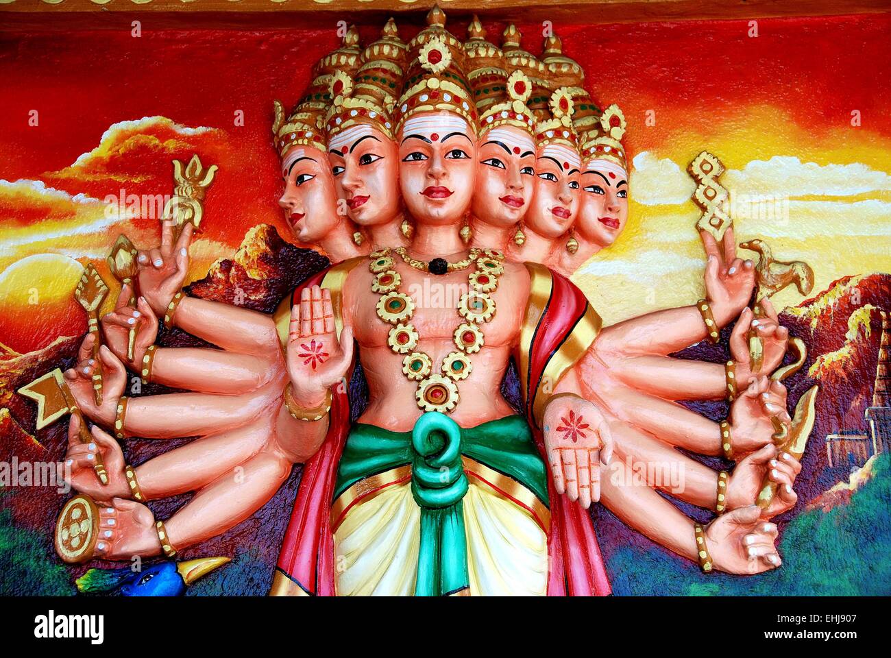 Georgetown, Malaysia: Bodishatva Buddha with 6 faces and 10 arms at the ...