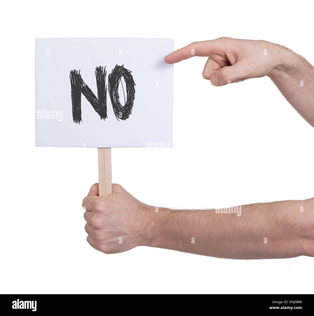 Hand holding sign, isolated on white - No Stock Photo - Alamy