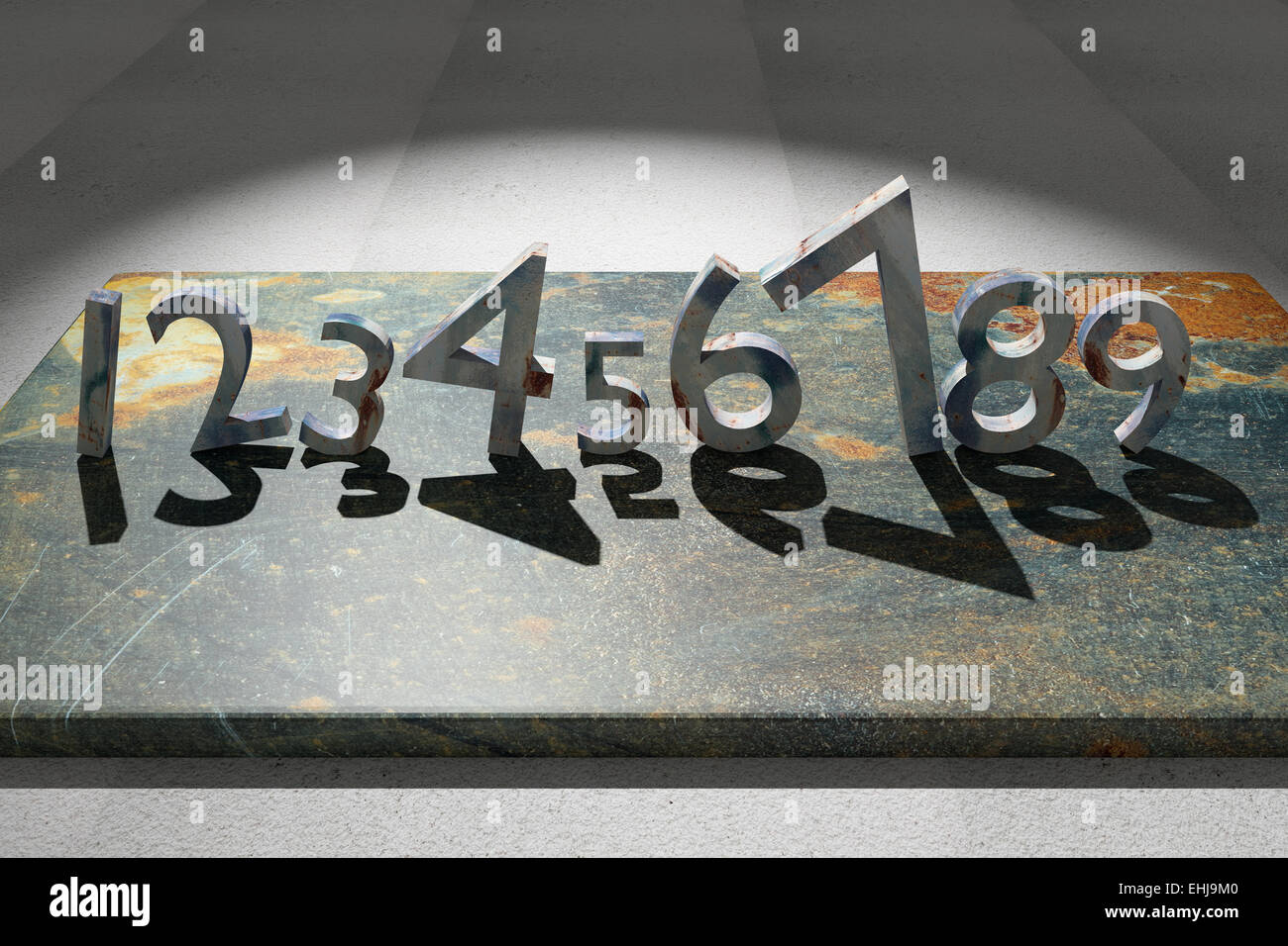 3d rendering of a lot of numbers over a rusty surface Stock Photo - Alamy
