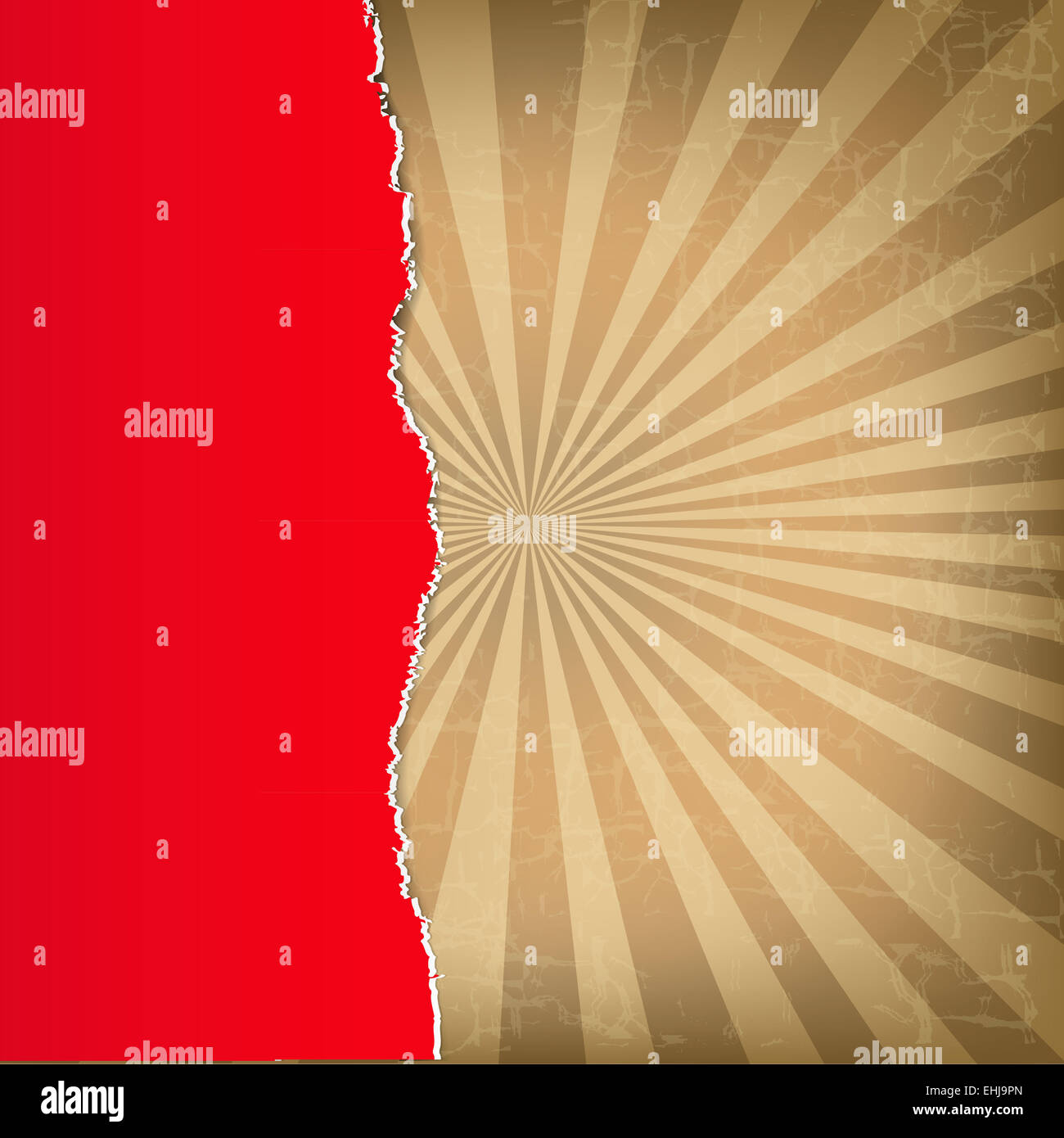 Red Torn Paper With Sunburst Background Stock Photo - Alamy