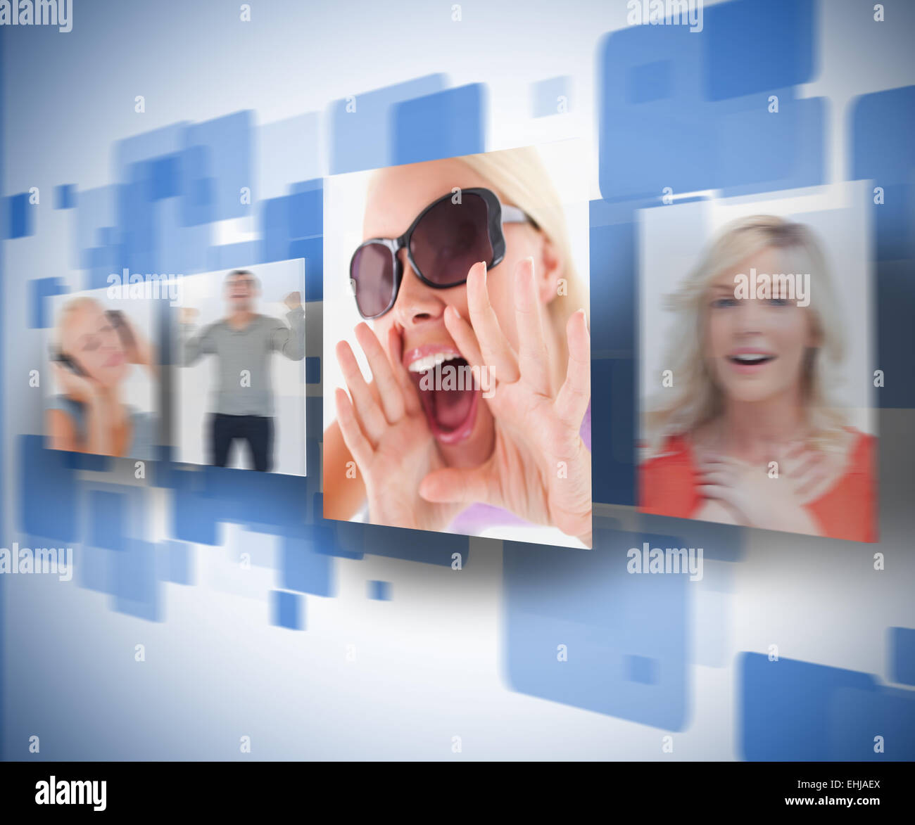 Four pictures on digital wall Stock Photo - Alamy