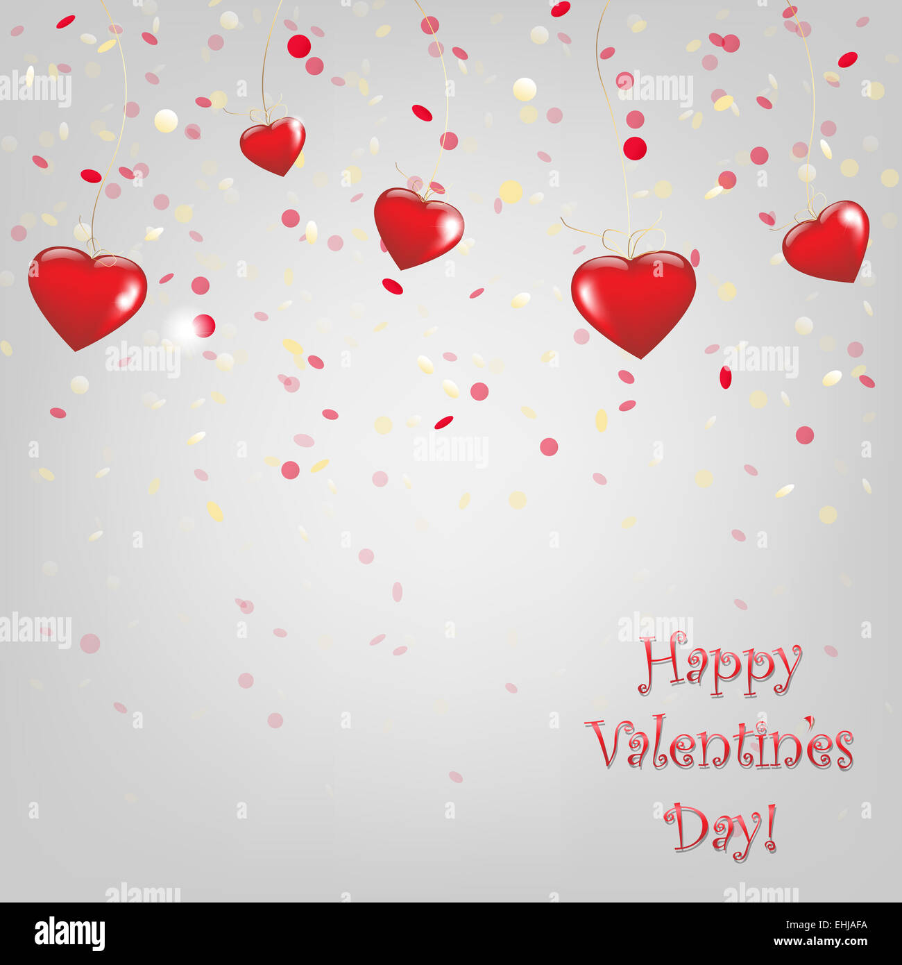 Happy Valentines Day Card With Red Hearts Stock Photo - Alamy