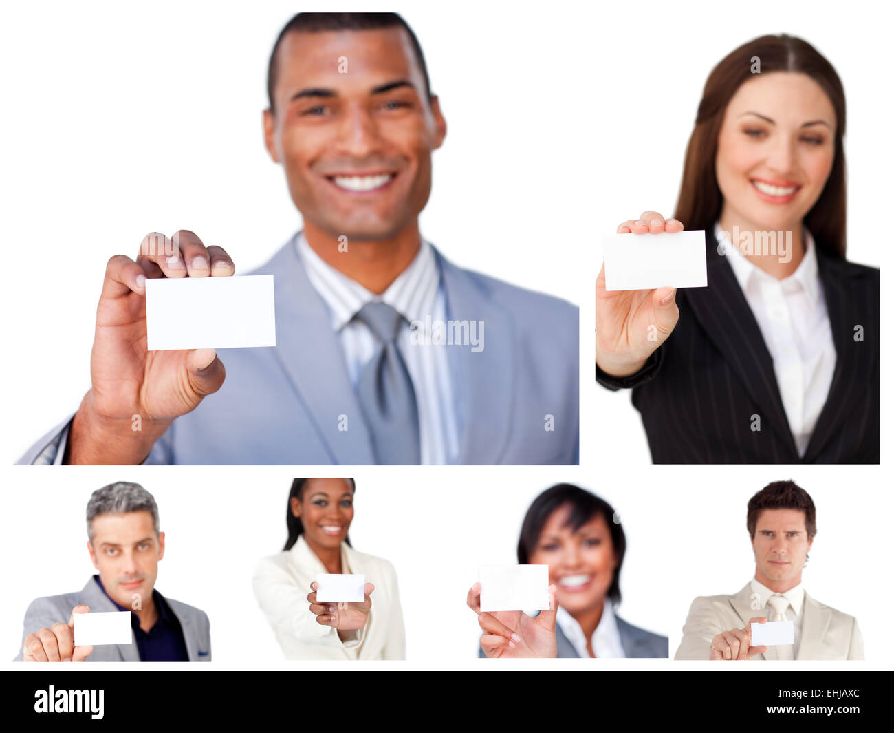 Collage of business people showing signs Stock Photo - Alamy