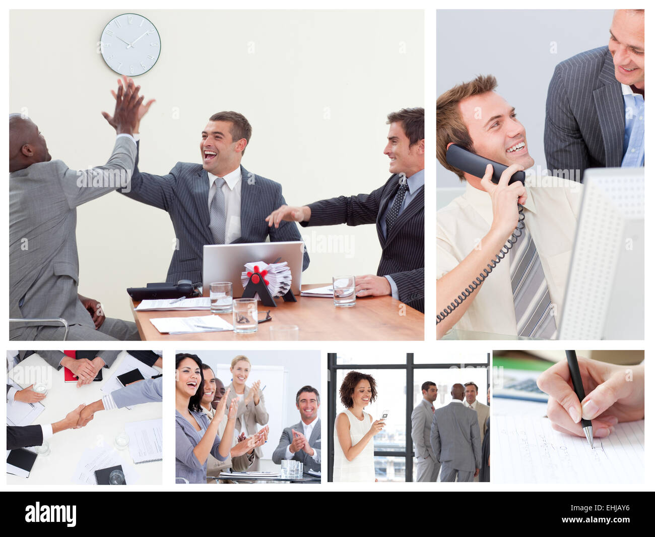 Collage of happy business people Stock Photo - Alamy
