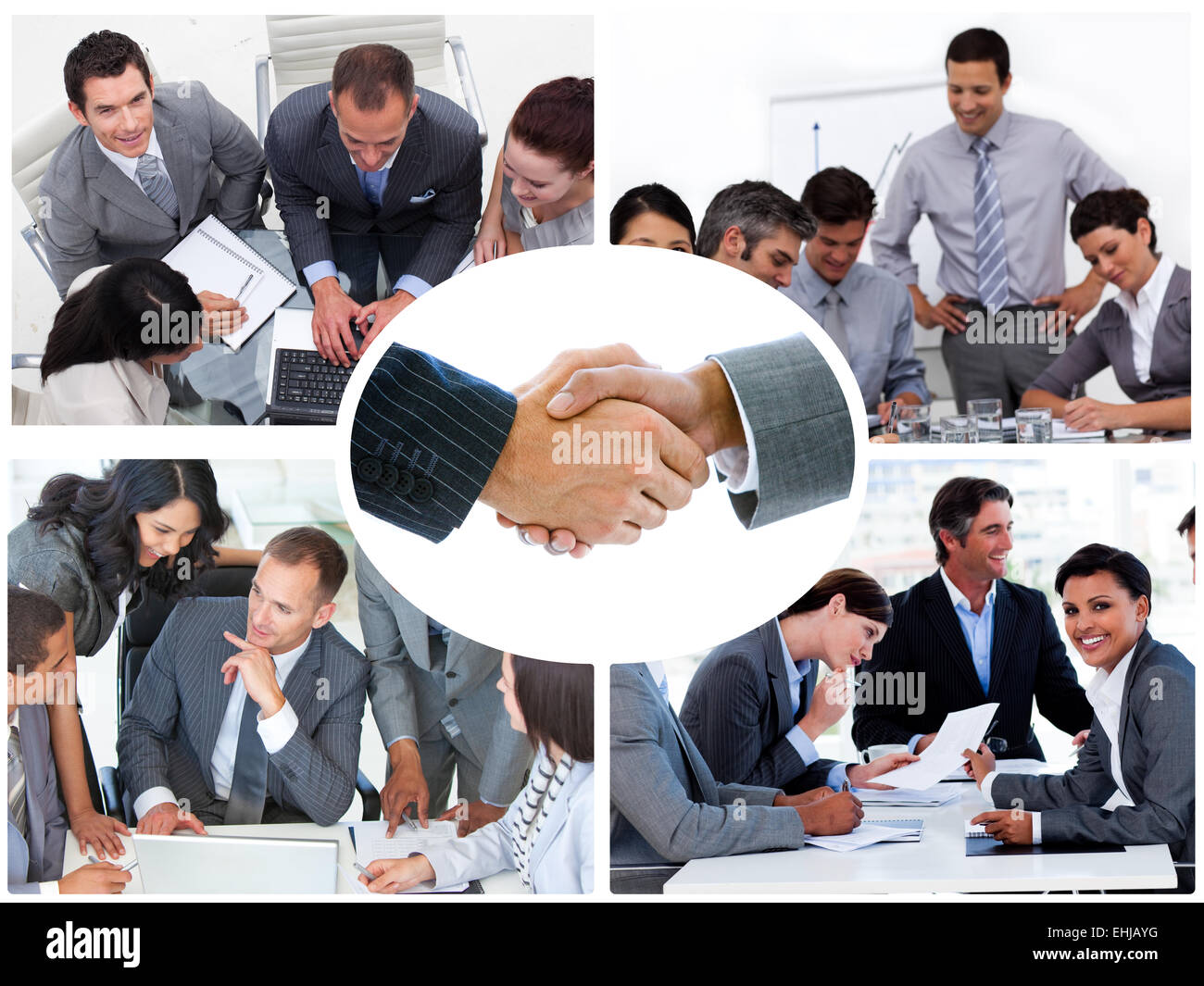 Collage of businesspeople working together Stock Photo - Alamy