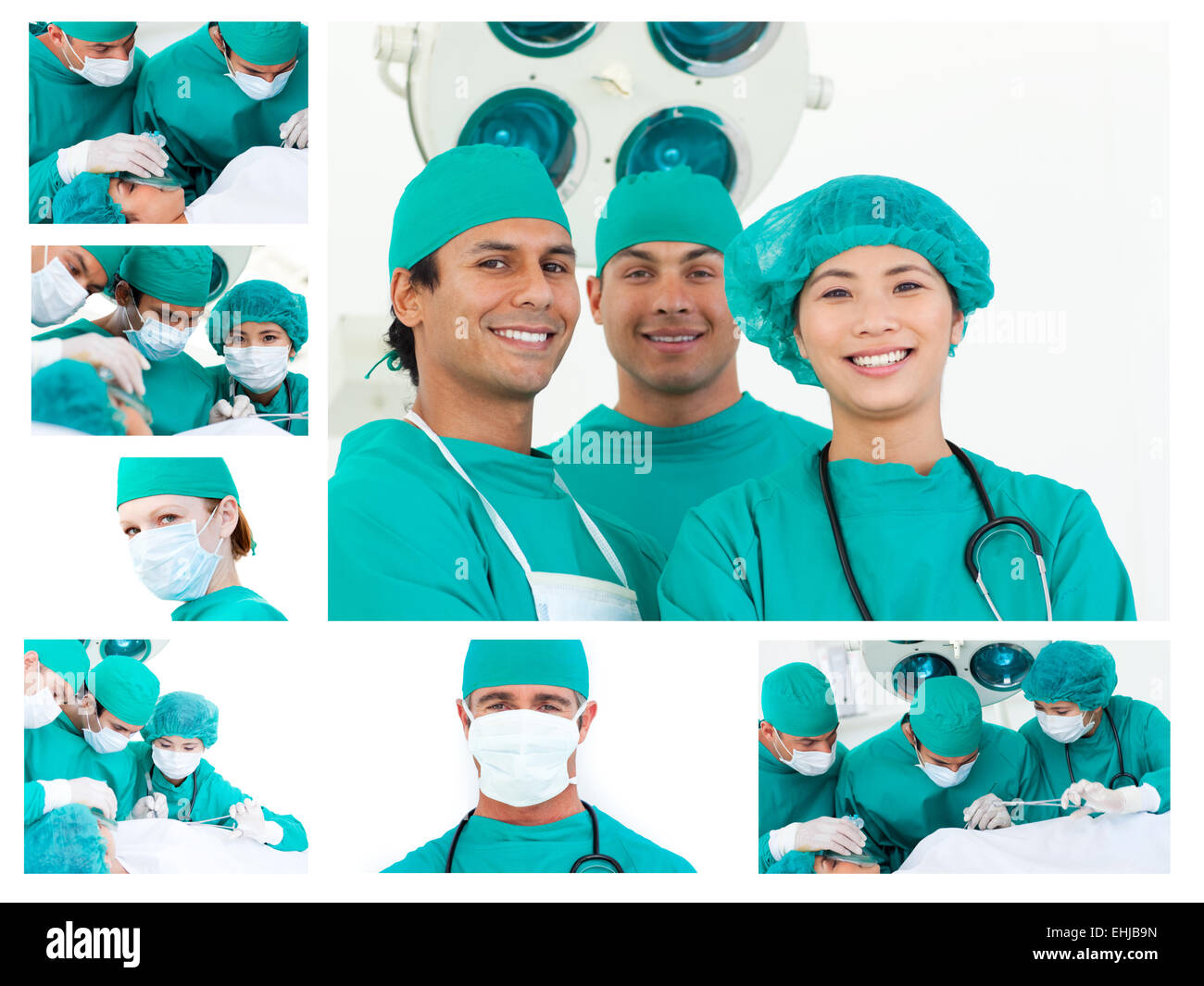 Collage of surgeons during a surgery Stock Photo - Alamy