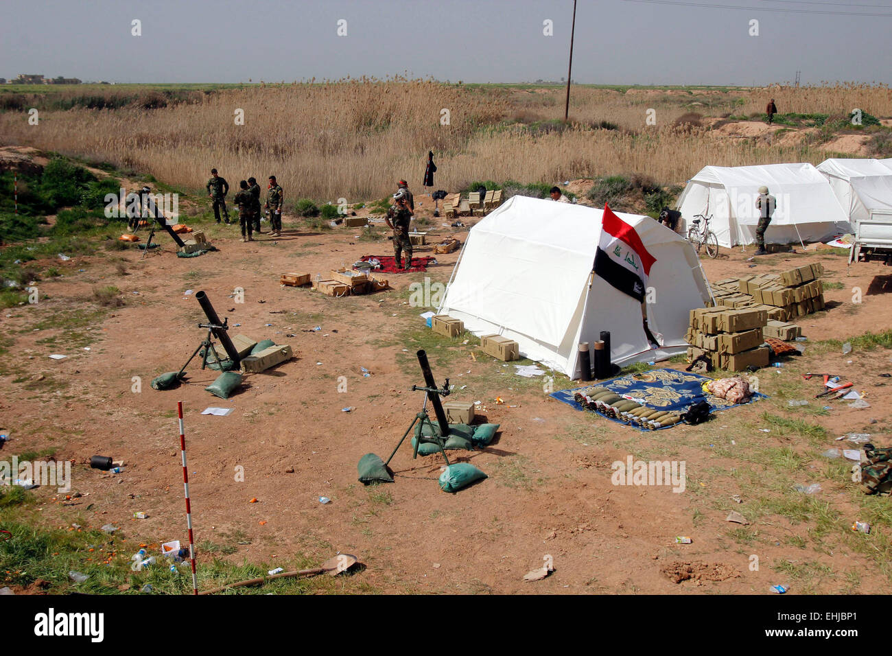 Kirkuk. 14th Mar, 2015. Multiple mortar weapons is seen in frontline ...