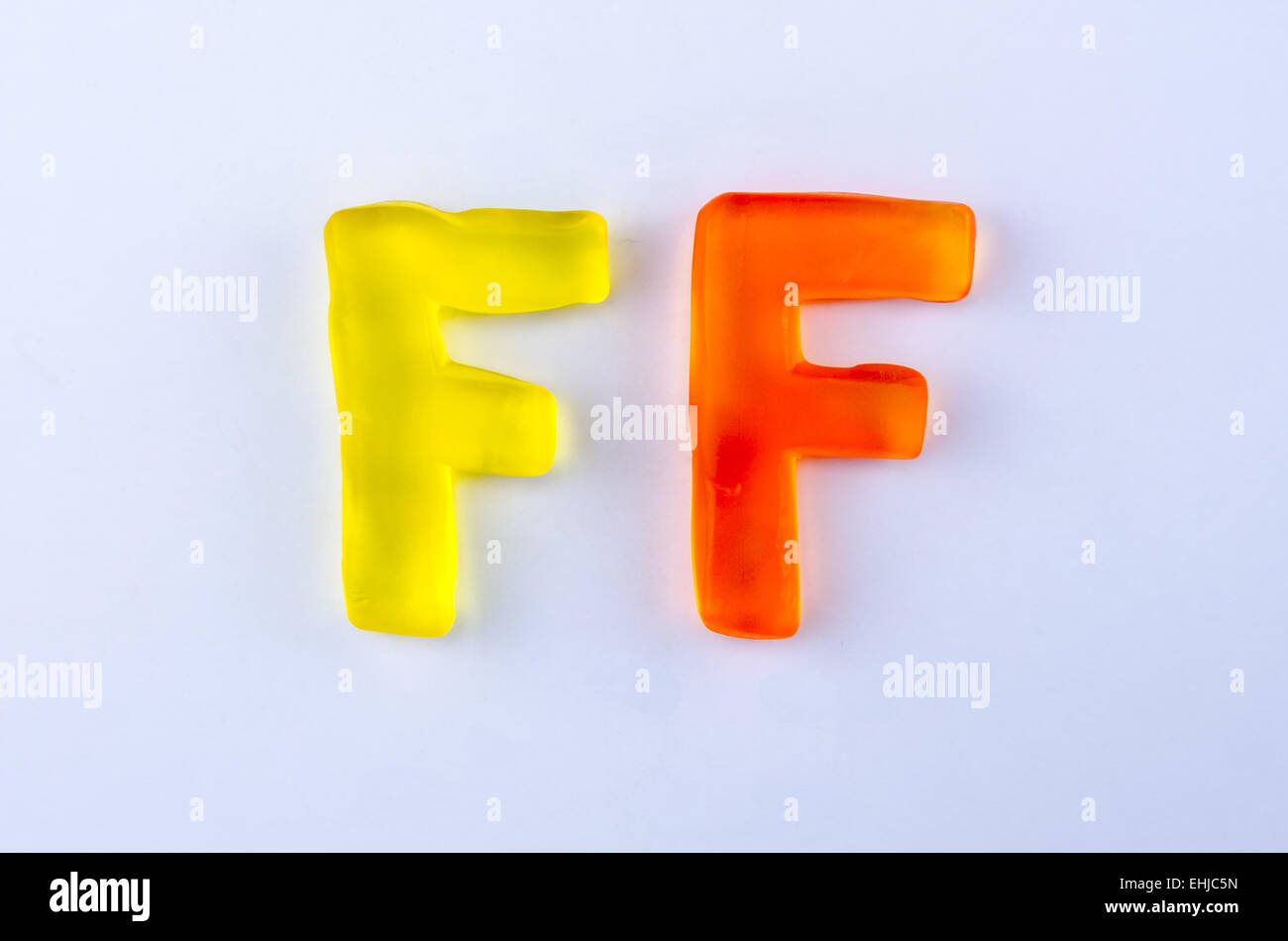 A set of two gummy letters in the shape of F Stock Photo - Alamy