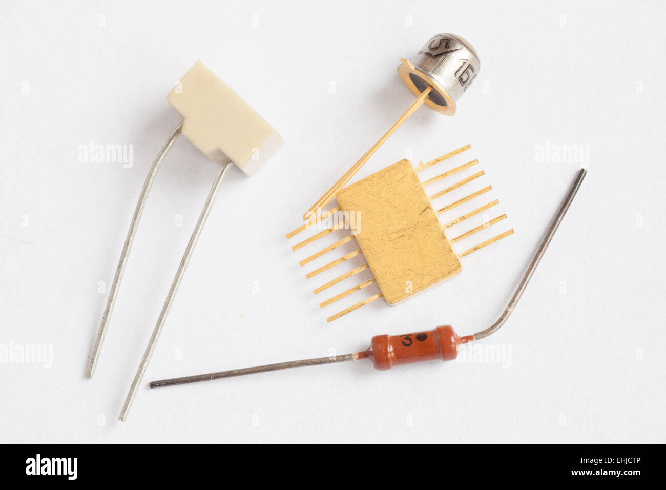 Old radio components on a white background Stock Photo - Alamy
