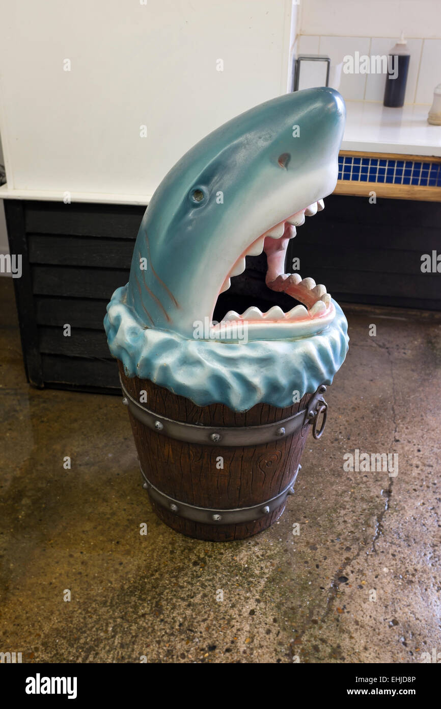 Fish Shaped Rubbish or Waste Bin at Fish Market in Whitstable Kent ...