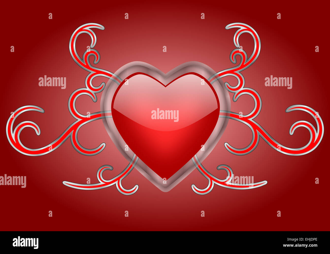 A Shiny Heart with Gothic Swirls Stock Photo - Alamy