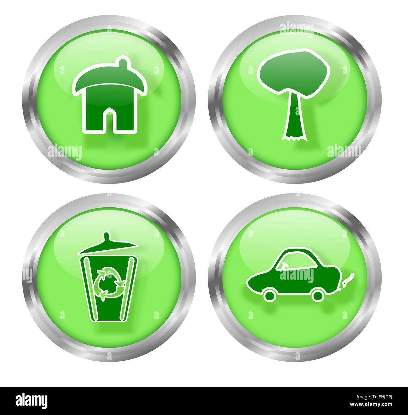 Green Living Icon Buttons Stock Photo - Alamy