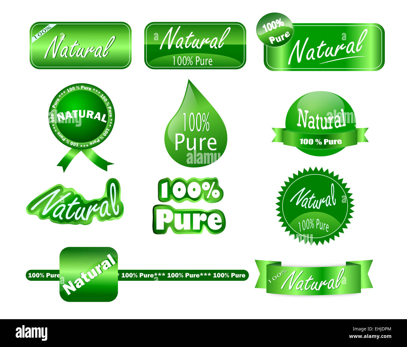 Glossy Pure Natural Stickers Stock Photo - Alamy