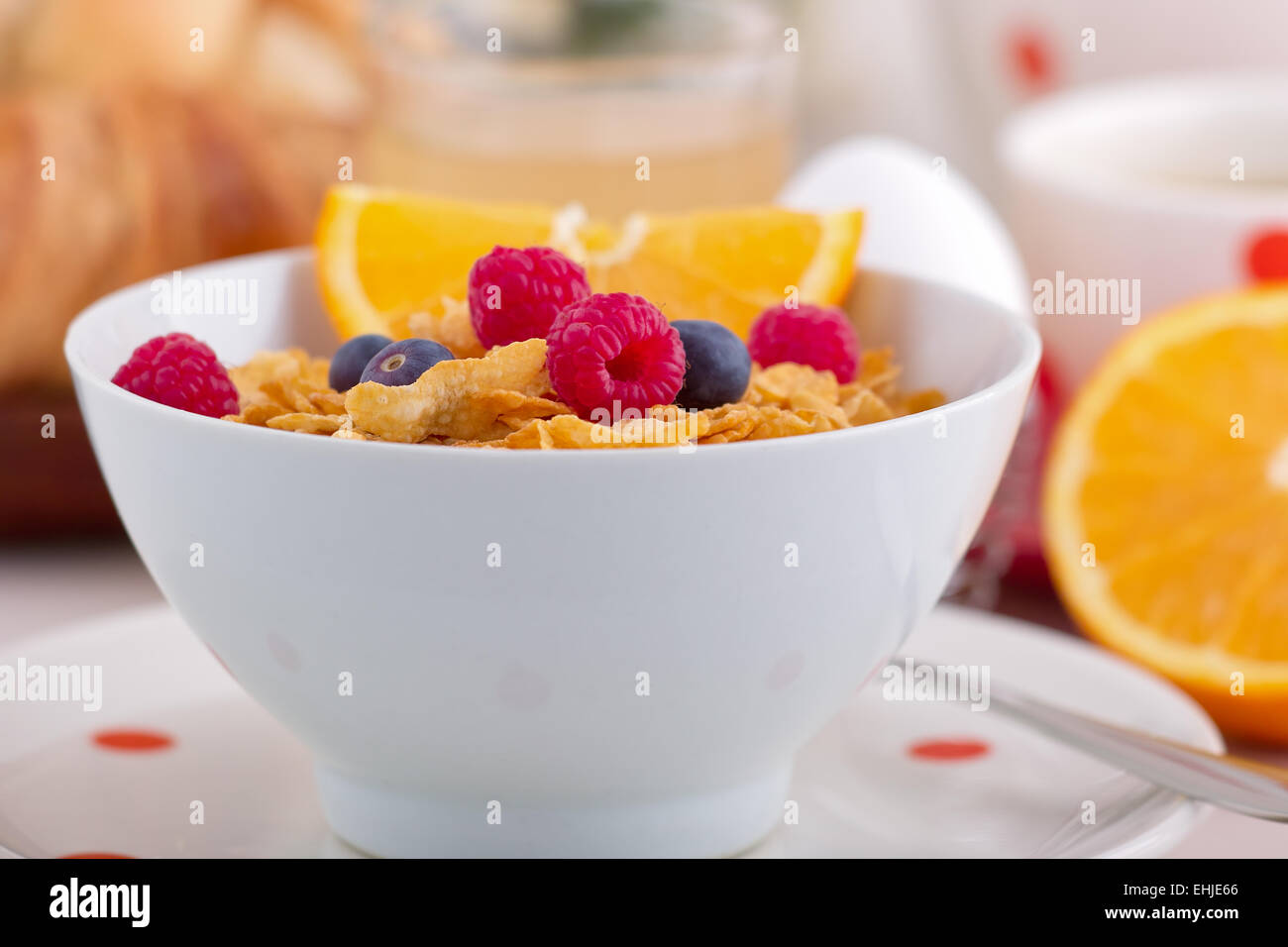 cornflakes with fruits Stock Photo - Alamy