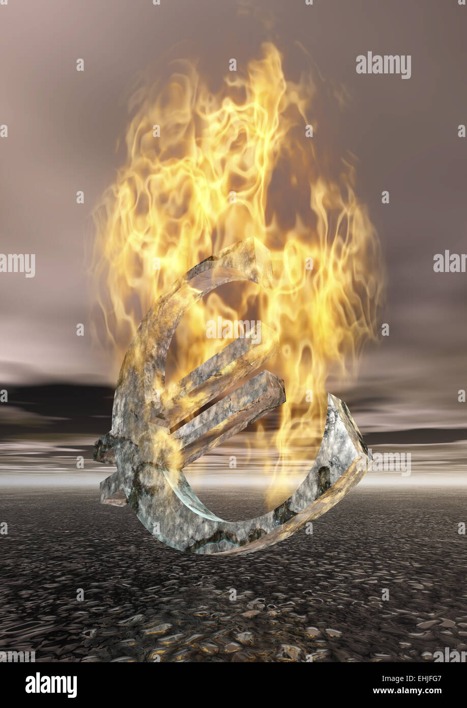 Burning euro symbol hi-res stock photography and images - Alamy