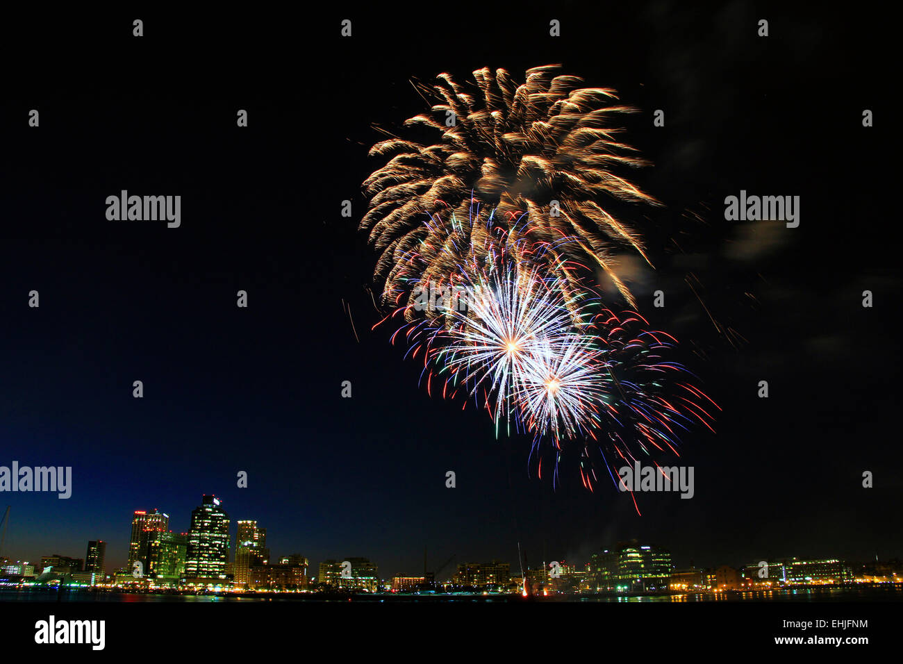Fireworks during the 4th of July over Baltimore, Maryland Stock Photo ...