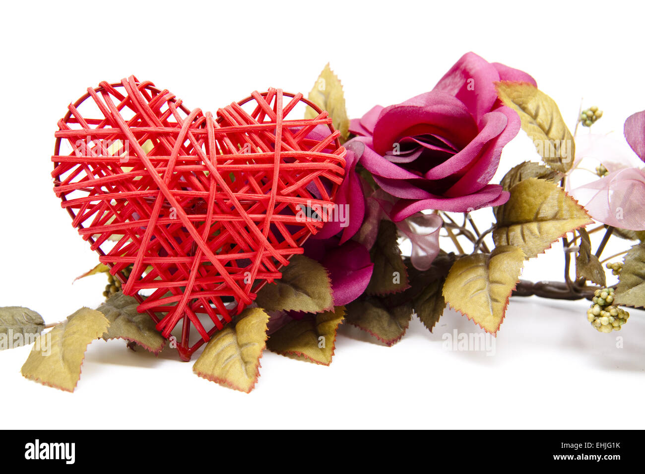 Red rose with heart Stock Photo - Alamy