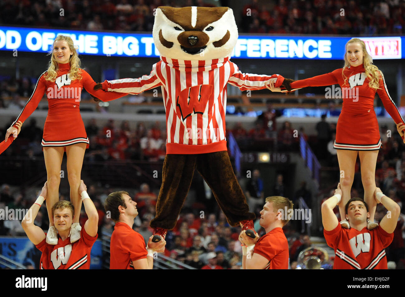 Chicago, IL, USA. 14th Mar, 2015. Wisconsin Badgers mascot and ...