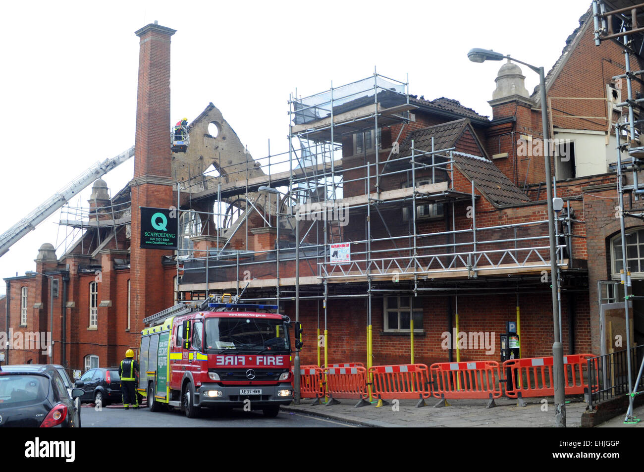 London, UK, 14 March 2015, Fire at Battersea Arts Centre destroys Grand ...