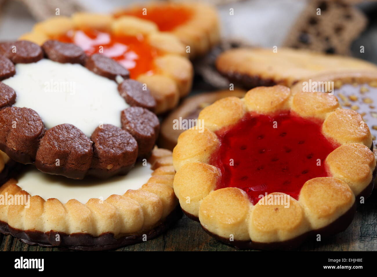Biscuits with different fillings closeup Stock Photo - Alamy