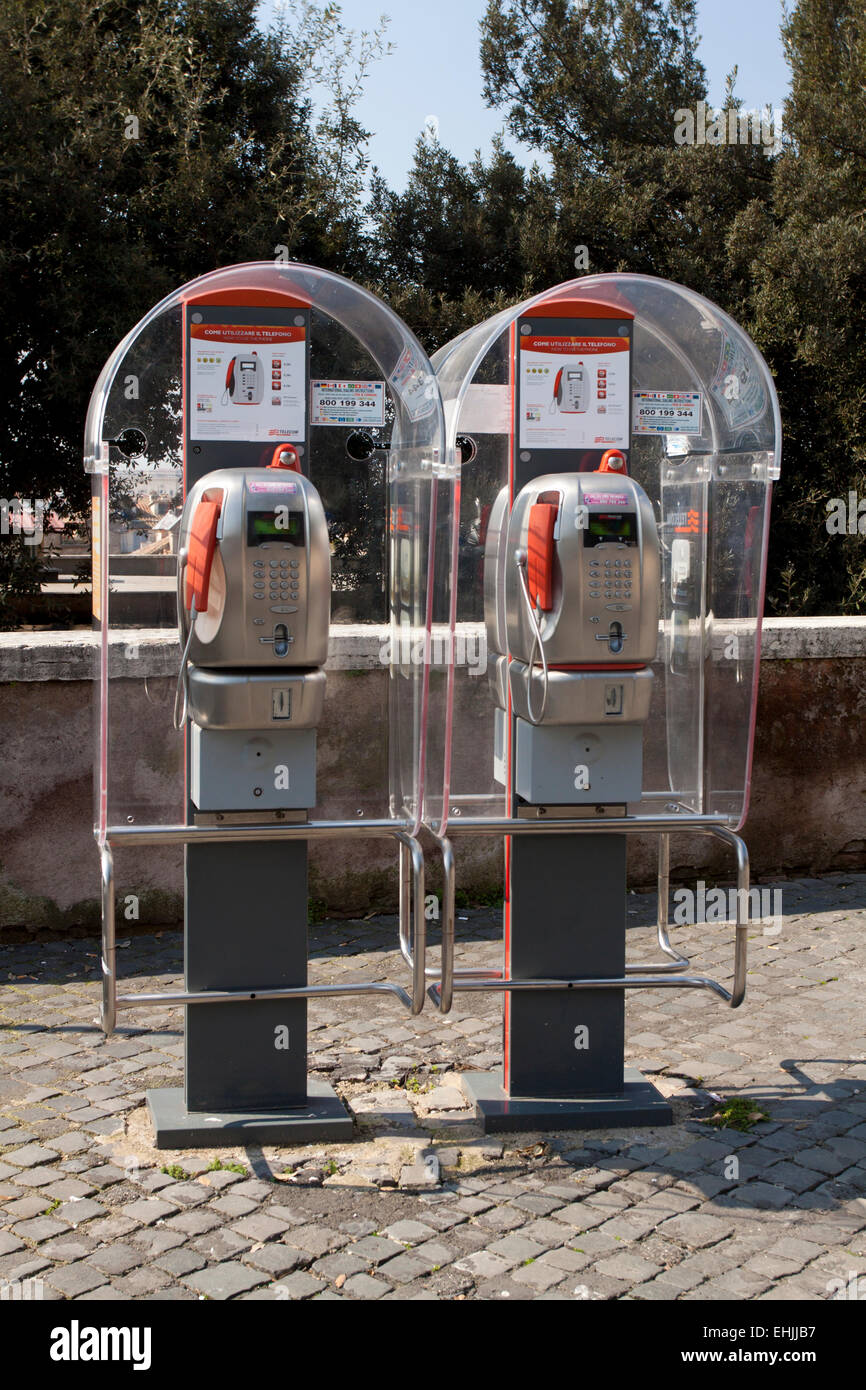 Phone booth close to The Spanish Steps in Rome, Italy Stock Photo - Alamy