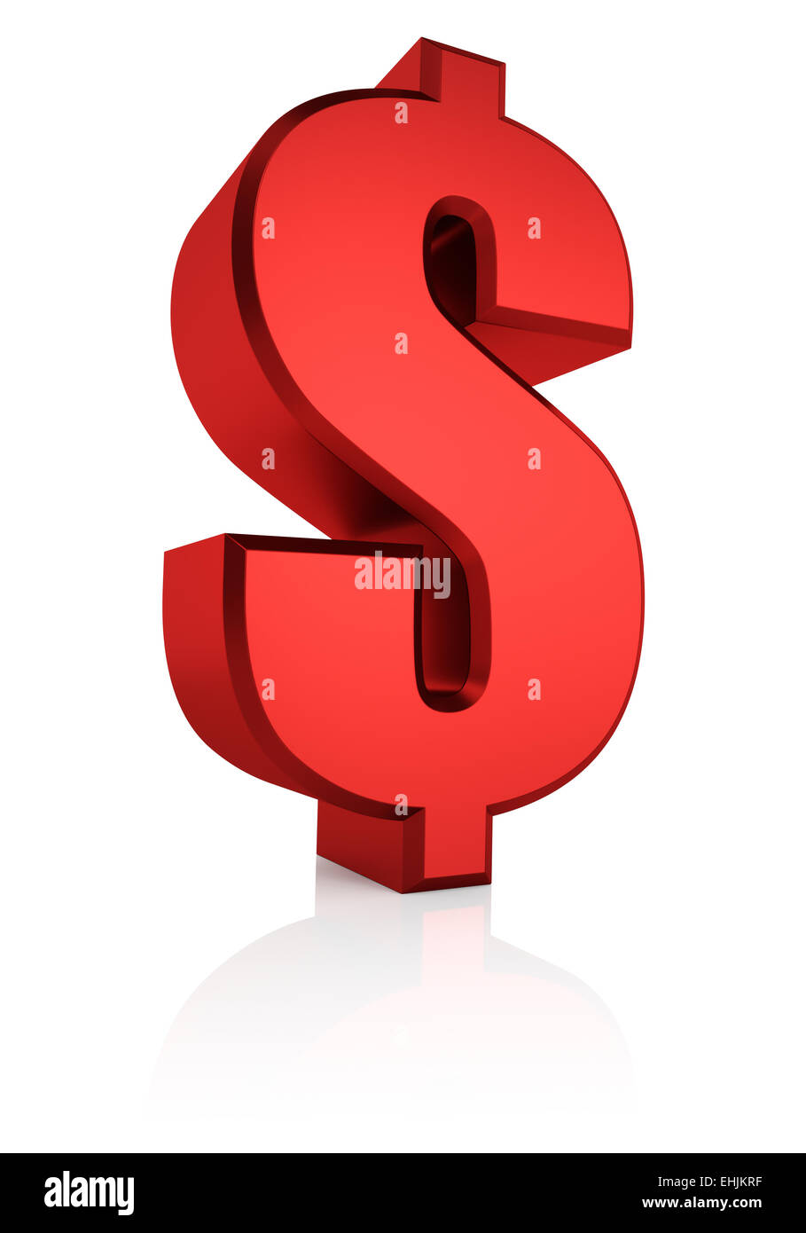Red dollar currency symbol isolated on white background. 3d render ...