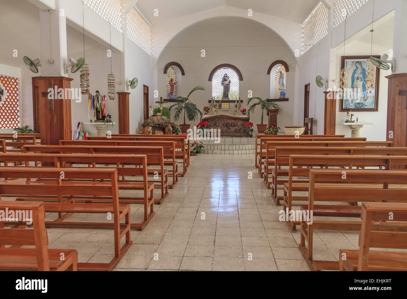 Puerto Morelos Church Yucatan Mexico Stock Photo - Alamy