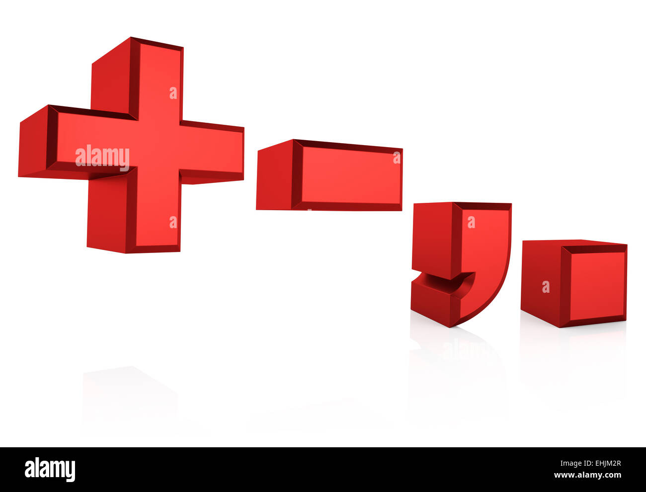 Red symbols isolated on white background. 3d render Stock Photo - Alamy