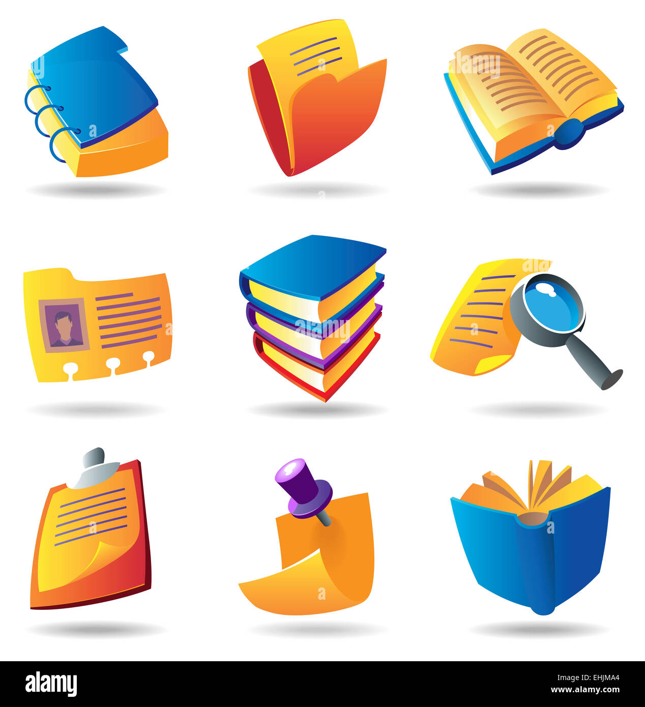 Icons for books and papers Stock Photo - Alamy