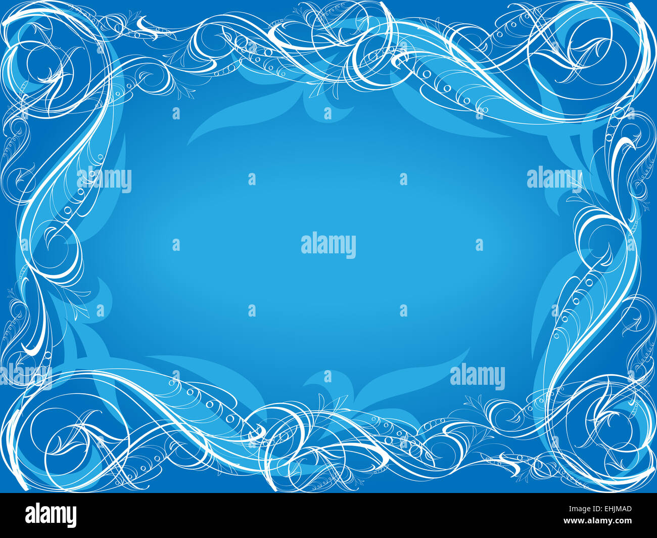 Blue swirl border background hi-res stock photography and images - Alamy