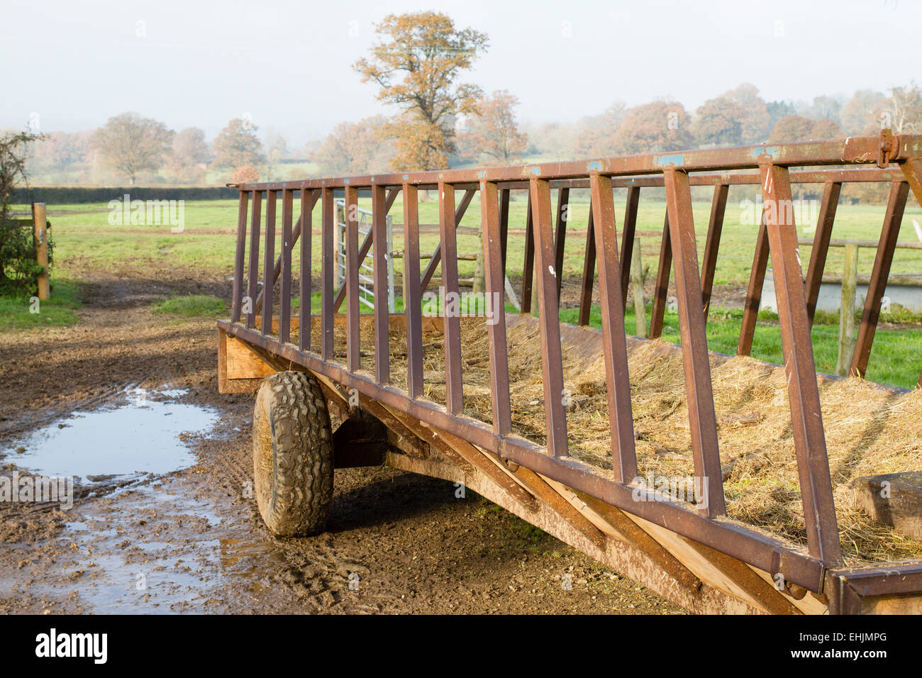 A farm trailer for providing fodder or cattle feed in the field Stock ...