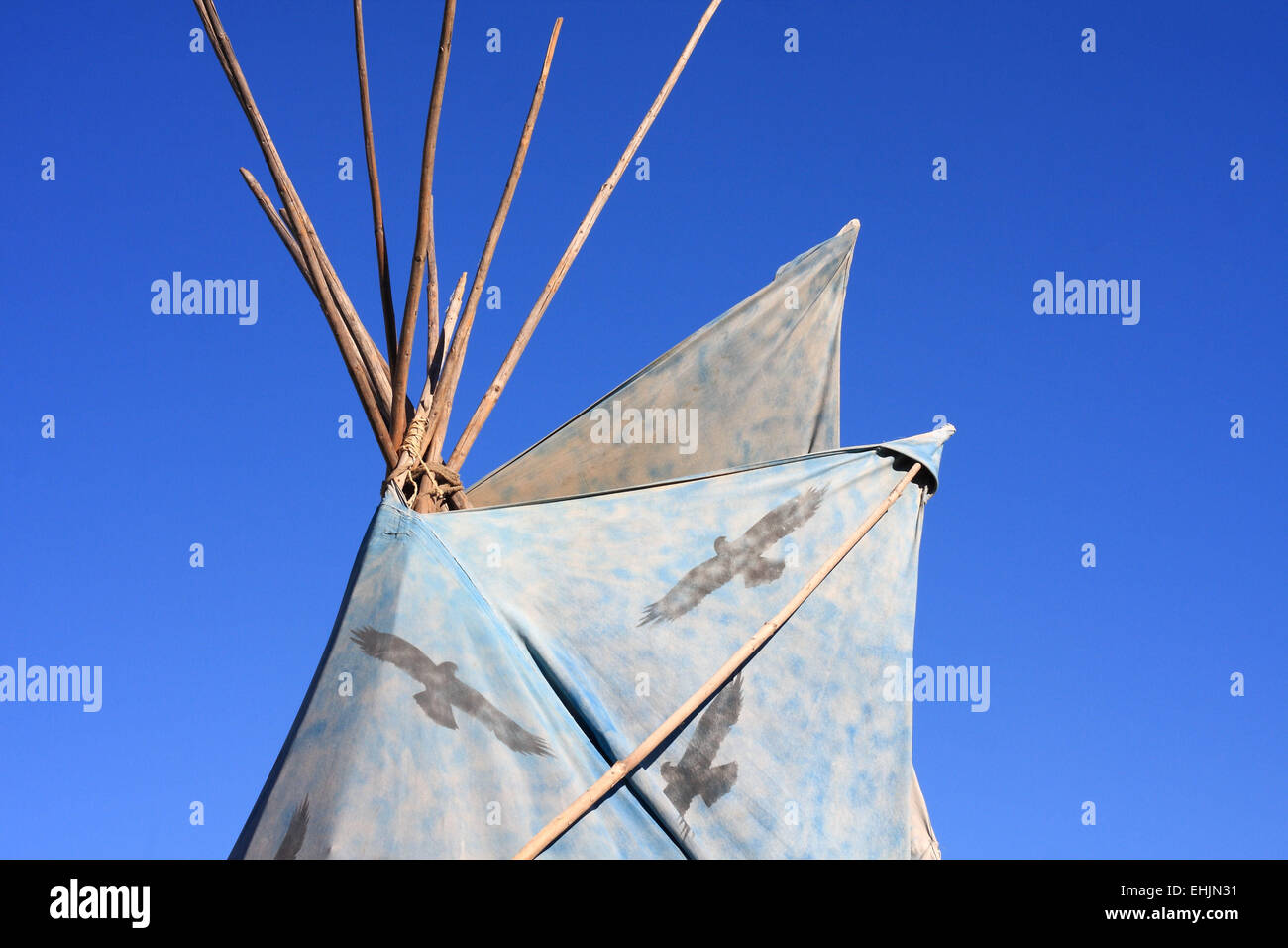 Light blue teepee with black birds Stock Photo - Alamy