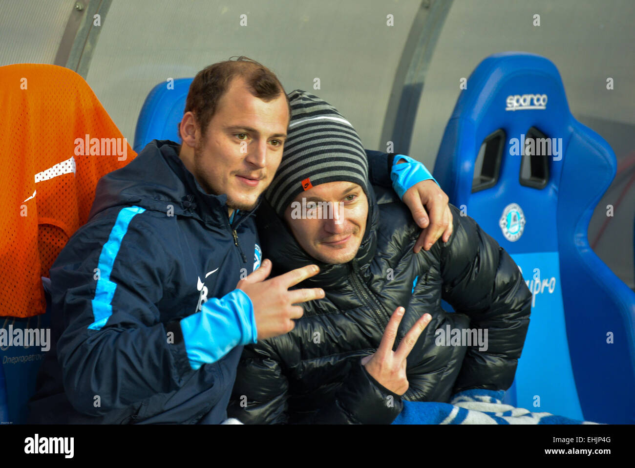 Roman Zozulya and Artem Fedetskiy during the match between FC Dnipro ...