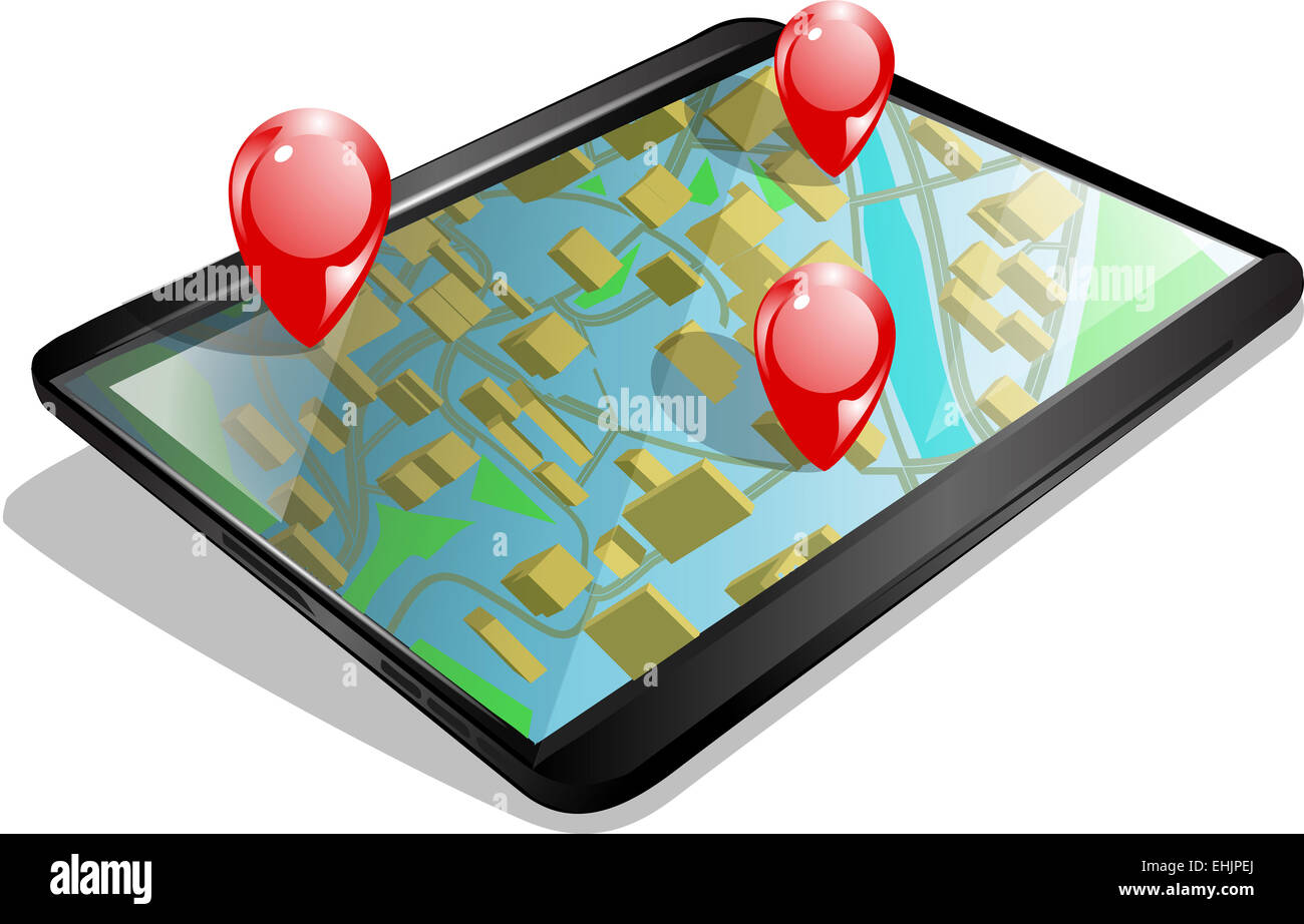 phone with map Stock Photo - Alamy