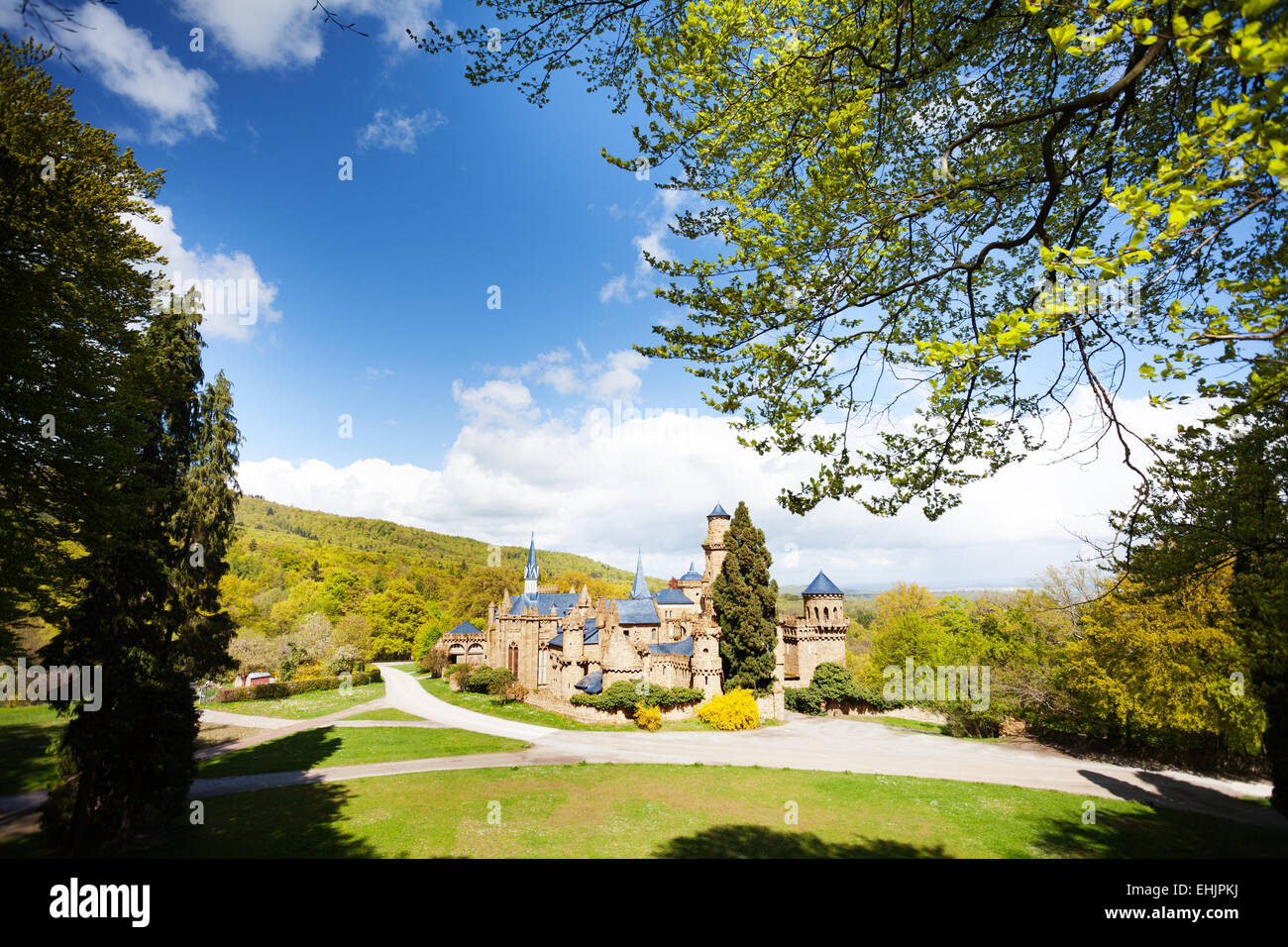 Panorama of Lowenburg castle ruins in Bergpark Stock Photo - Alamy