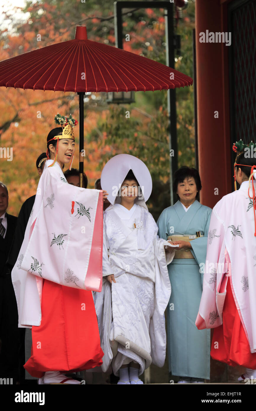 The Procession Of A Traditional Japanese Shinto Wedding Ceremony In
